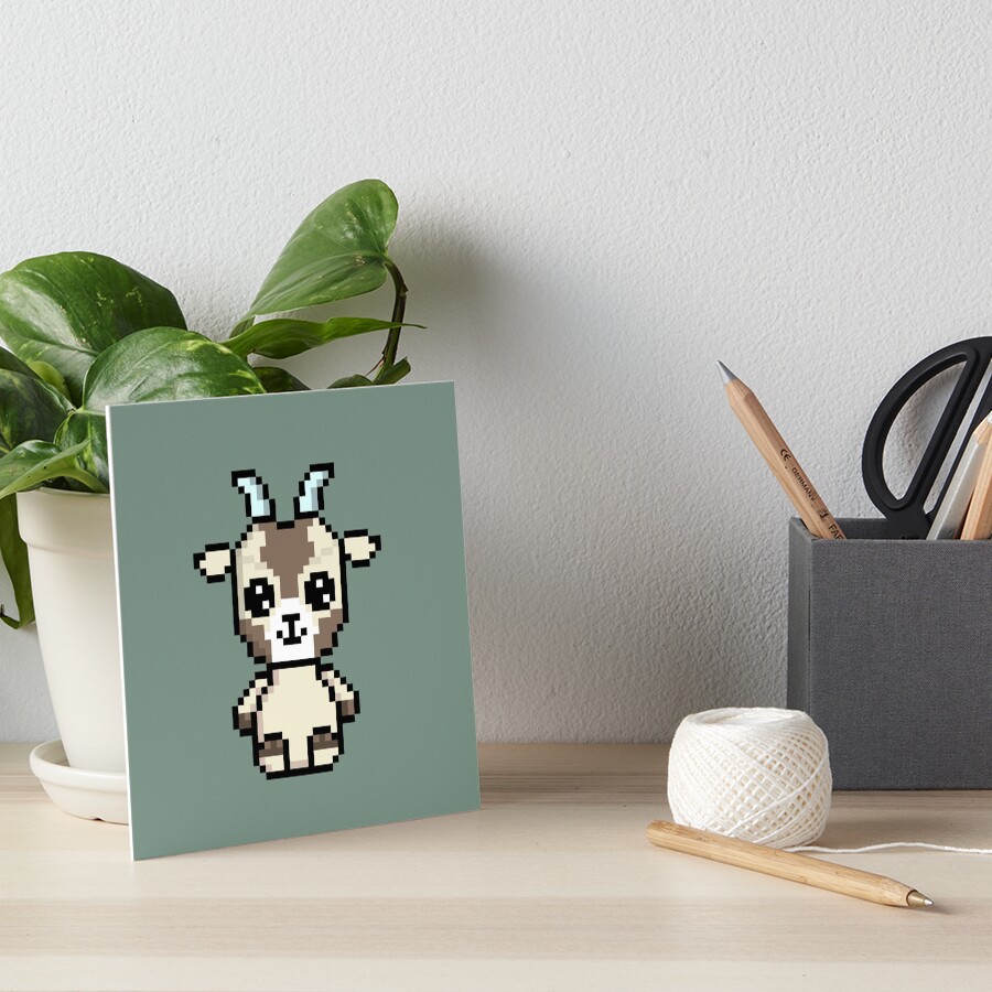 "Cute Goat (Chibi Pixel Animal Character)" Art Board Print for Sale by ...