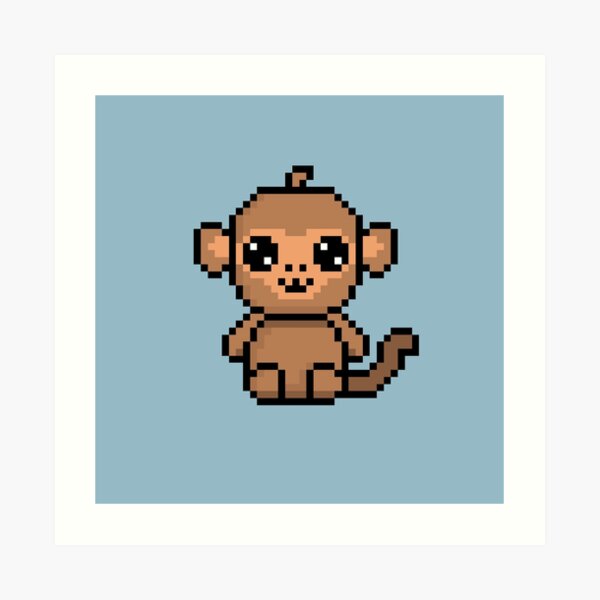 "Cute Monkey (Chibi Pixel Animal Character)" Art Print for Sale by ...