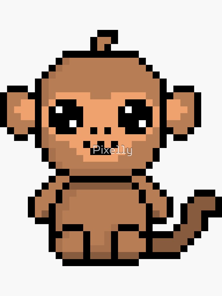 "Cute Monkey (Chibi Pixel Animal Character)" Sticker for Sale by ...