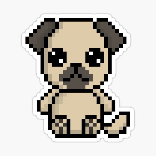 "Cute Pug (Chibi Pixel Animal Character)" Sticker for Sale by Pixe11y ...