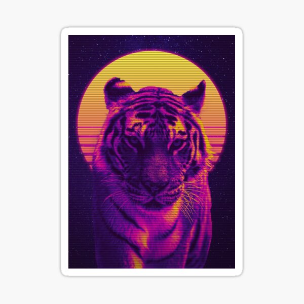 "tiger synthwave" Sticker by Regazy | Redbubble