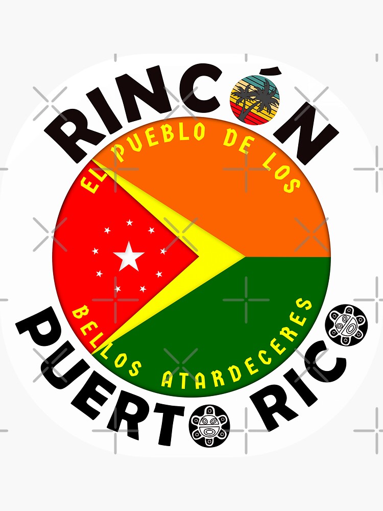 "Rincón, Puerto Rico, Bandera del Pueblo con Letras Blancas" Sticker ...