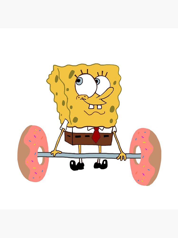 "Spongebob lifting donuts " Sticker for Sale by Kiwiyok | Redbubble