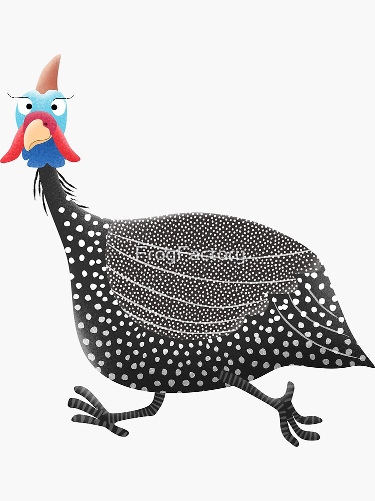 "Funny guineafowl cartoon illustration" Sticker for Sale by FrogFactory ...
