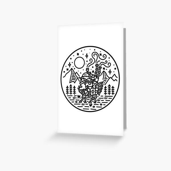 "Howl_s moving castle - black outline " Greeting Card by NovaSightShop ...