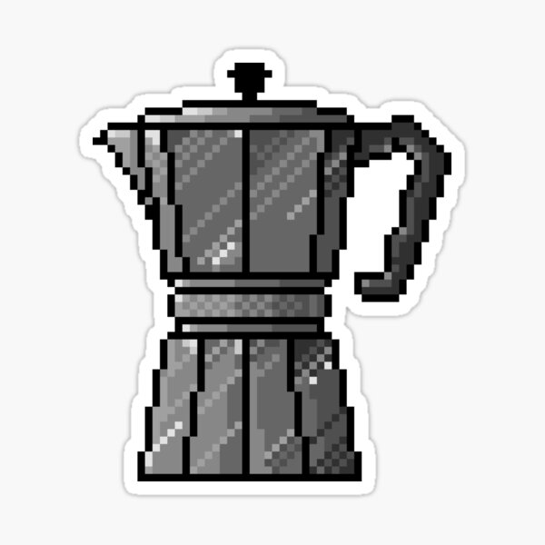 "Moka Pot Coffee Pixel Art" Sticker for Sale by roshie548 | Redbubble