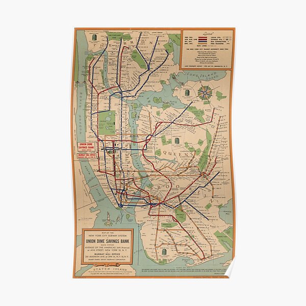 "NYC Subway Map" Poster for Sale by UnderOneSky | Redbubble