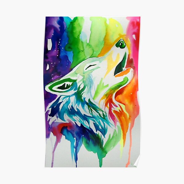 "Dripping Watercolour Wolf " Poster by StillbornAp | Redbubble