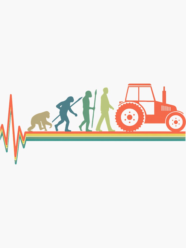 Heartbeat Evolution Farmer Tractor Agriculture Vintage Sticker For