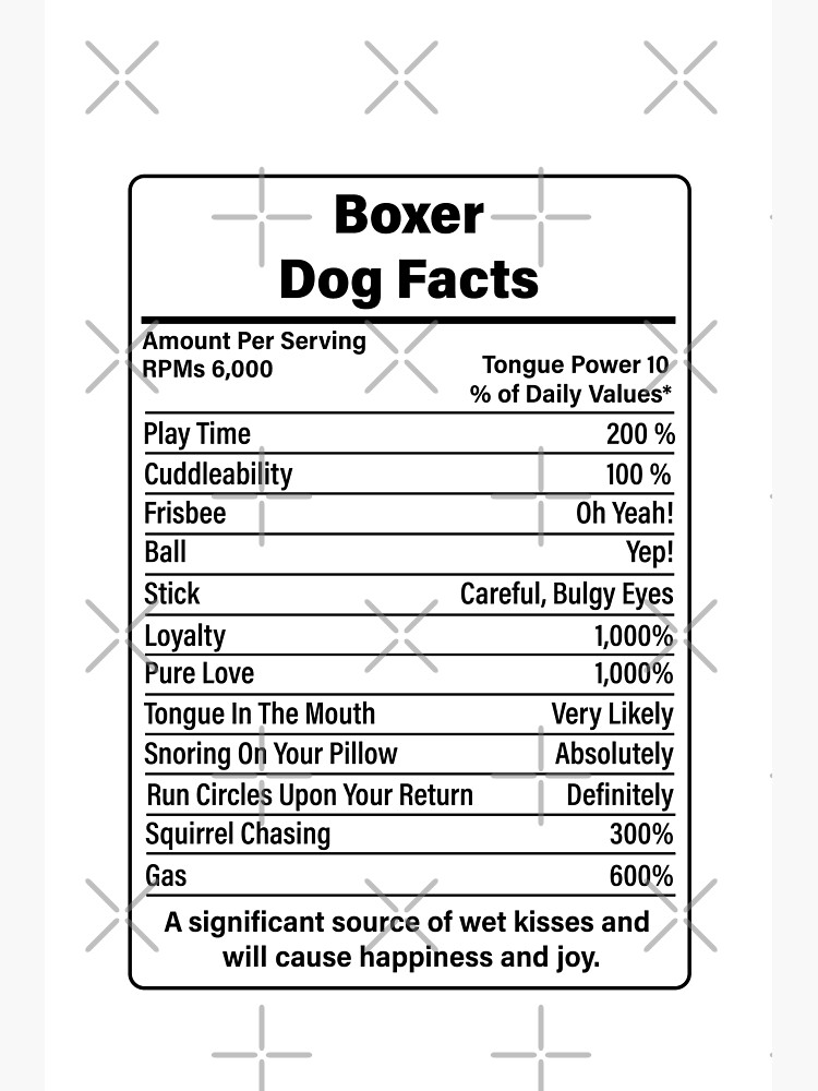 "Boxer Funny Dog Facts, Boxer Nutrition Facts,Gift For Boxer Owner ...