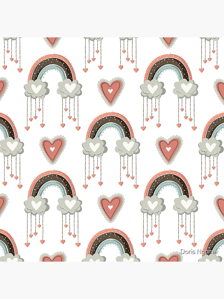 "Boho Rainbow Hearts Pattern Digital Print" Poster by DorisNgoma ...