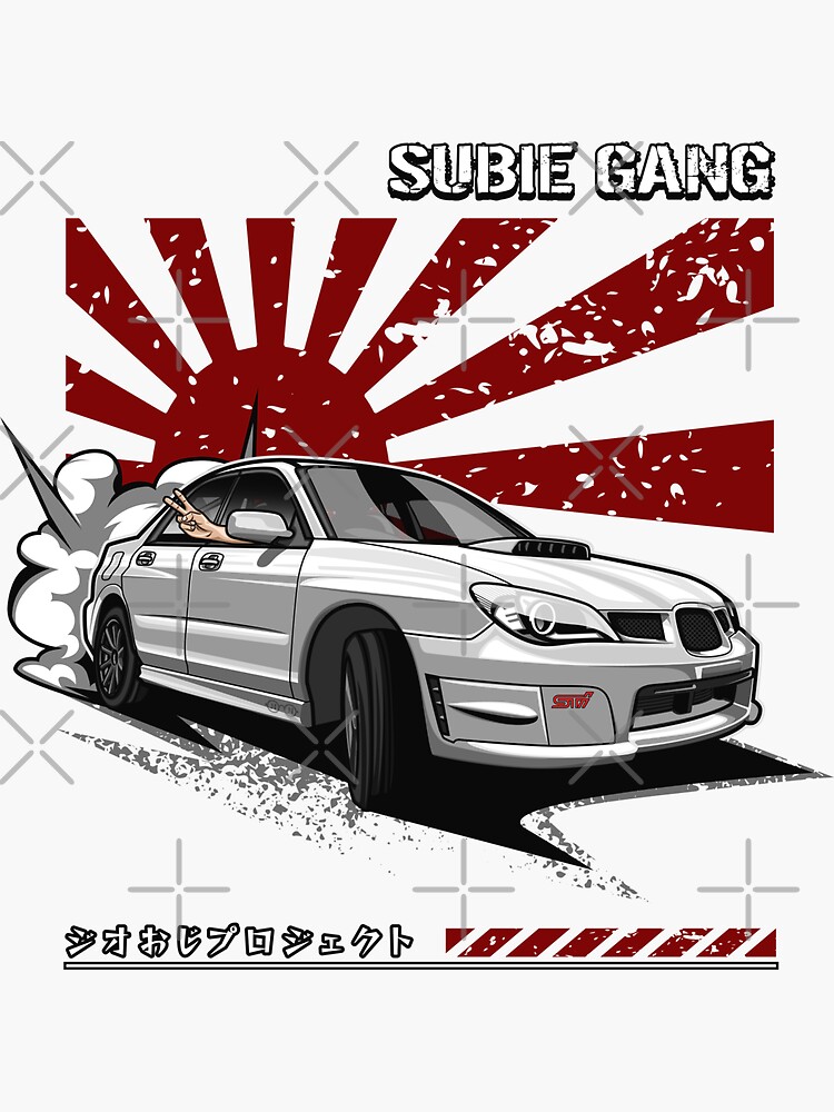"Subie Gang WRX STi (Pearl White)" Sticker for Sale by JioojiProject ...