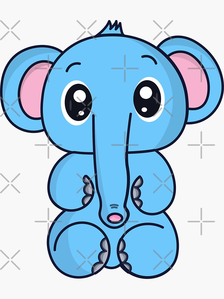 "Blue Elephant " Sticker by art-shadow | Redbubble