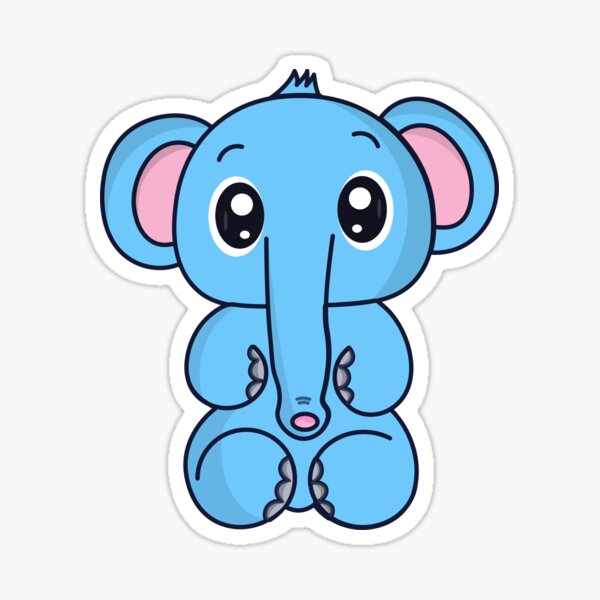 "Blue Elephant " Sticker by art-shadow | Redbubble