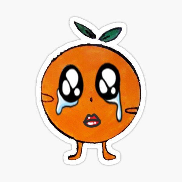 "Cute orange fruit face feeling sad, fruits lovers." Sticker for Sale ...