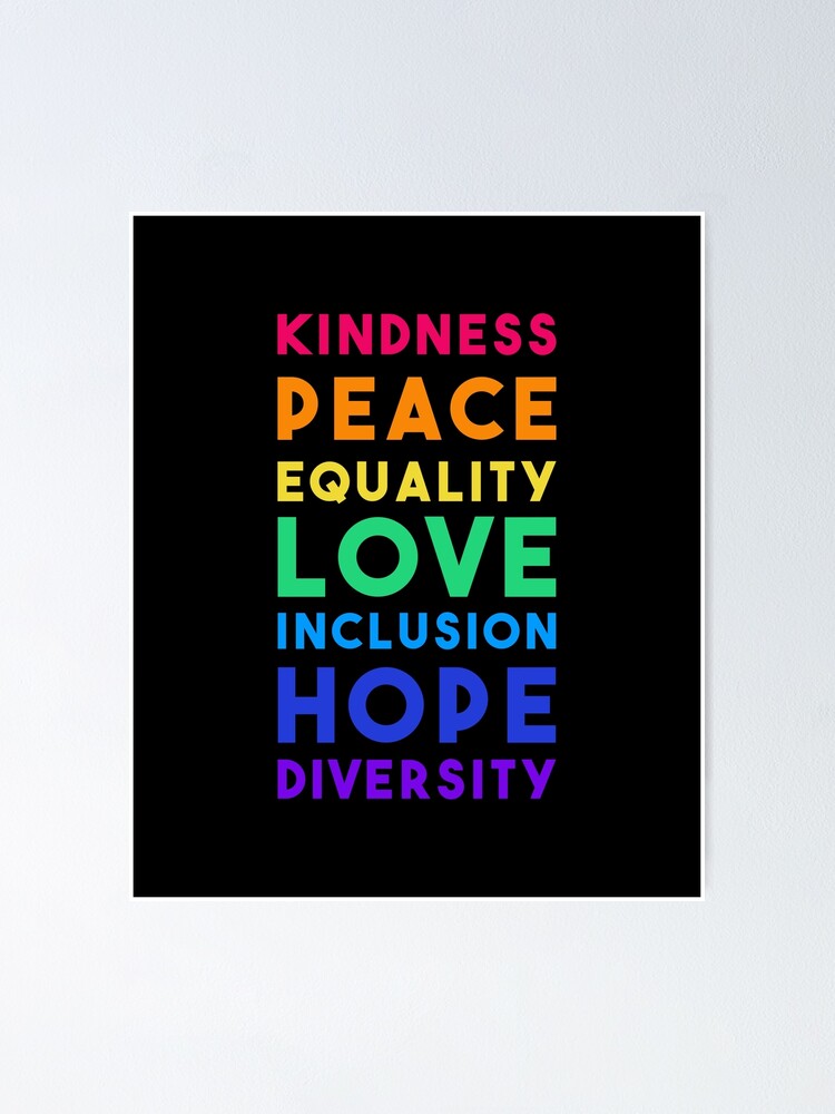 Póster «Paz Amor Inclusión Igualdad Diversidad Derechos humanos» de ...