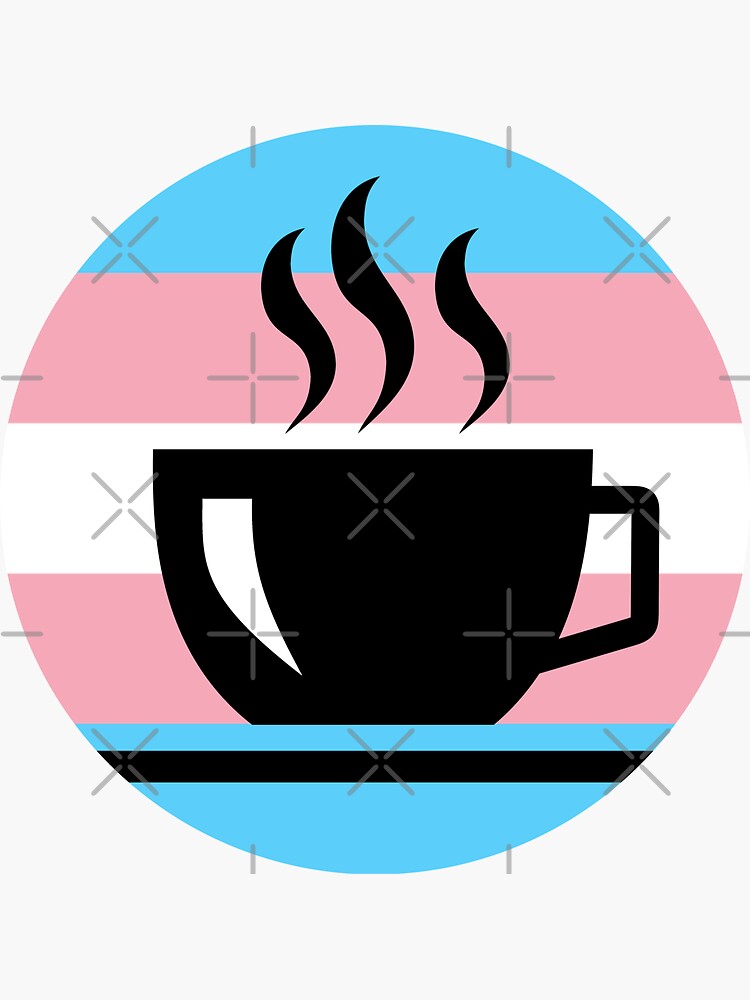 "Coffee Cup with Trans Pride Flag" Sticker by BojanglerGTX | Redbubble