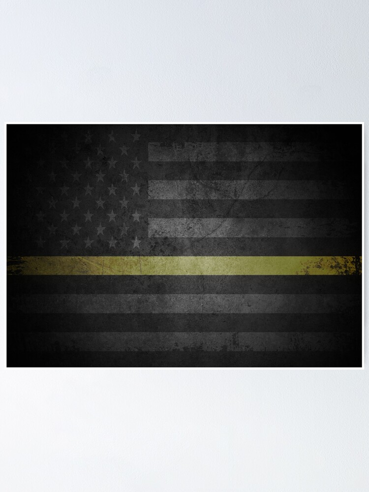 "Blacked Out Thin Yellow Line Metal American Flag" Poster for Sale by ...