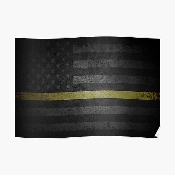 "Blacked Out Thin Yellow Line Metal American Flag" Poster for Sale by ...