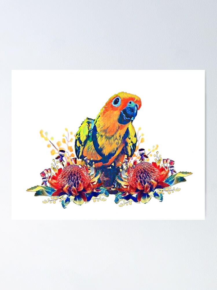 "Sun Conure Parrot in a harness - Series "Parrot in Harness" brought to ...
