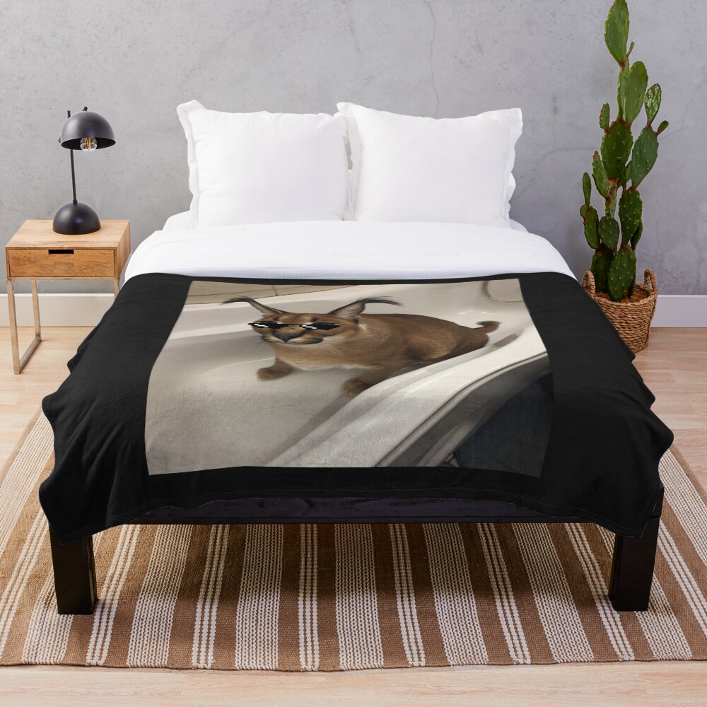 Big Floppa In A Bathtub Meme Throw Blanket For Sale By Momdadcats Redbubble