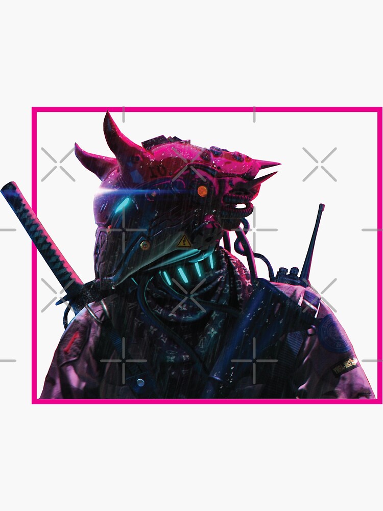 "Neon Cyberpunk Samurai" Sticker for Sale by PourElla | Redbubble
