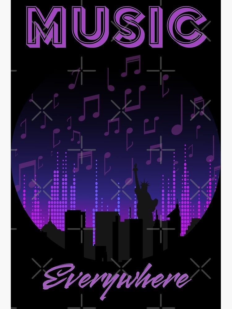 "Music Is Everywhere - Cool Dark City Silhouette" Poster for Sale by ...