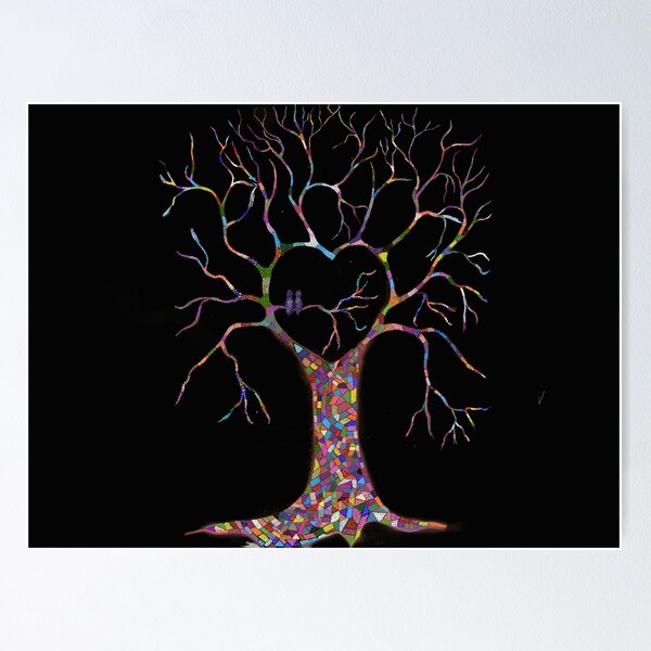 "Birds in the Colourful Heart Tree" Poster for Sale by FrancesArt ...