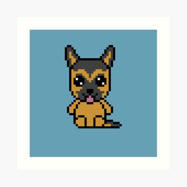 "Cute German Shepherd (Chibi Pixel Animal Character)" Art Print for ...