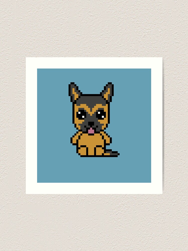 "Cute German Shepherd (Chibi Pixel Animal Character)" Art Print for ...