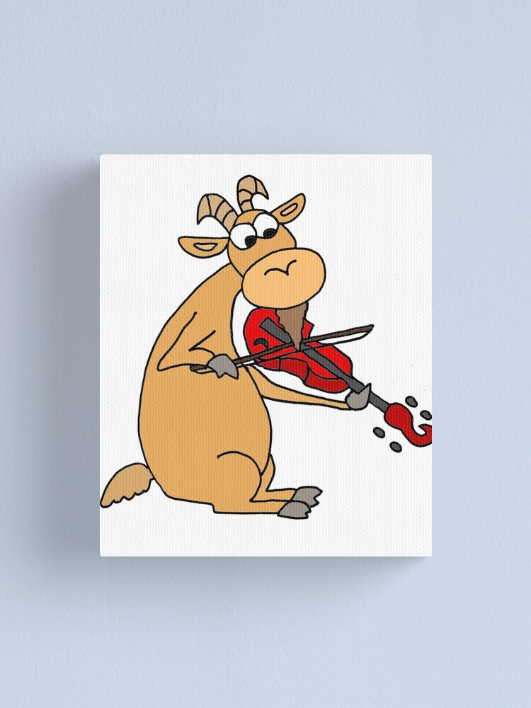 "Funky Goat Playing Fiddle Cartoon" Canvas Print for Sale by ...