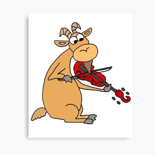"Funky Goat Playing Fiddle Cartoon" Canvas Print for Sale by ...