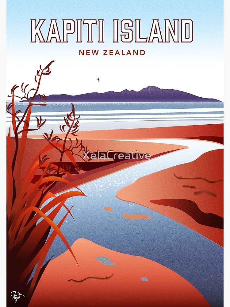 "Kapiti Island, paraparaumu, New Zealand Travel Illustration Print ...