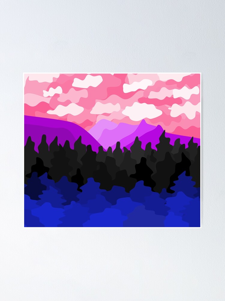 "Genderfluid Pride Flag Art Landscape Mountains Trees Clouds " Poster ...