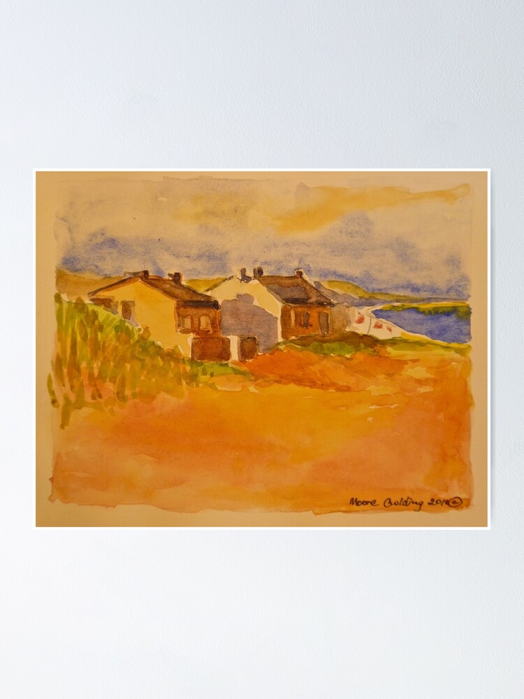 "Cottages, Inis Mor, Isle of Aran. Watercolour. " Poster for Sale by ...
