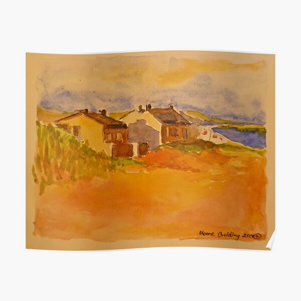 "Cottages, Inis Mor, Isle of Aran. Watercolour. " Poster for Sale by ...
