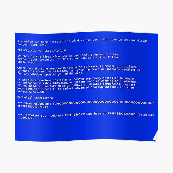 "Windows error message Technical Information on blue screen" Poster by ...