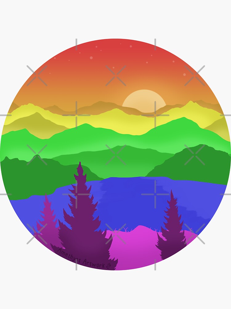 "Subtle Pastel Rainbow Mountainscape " Sticker for Sale by ...