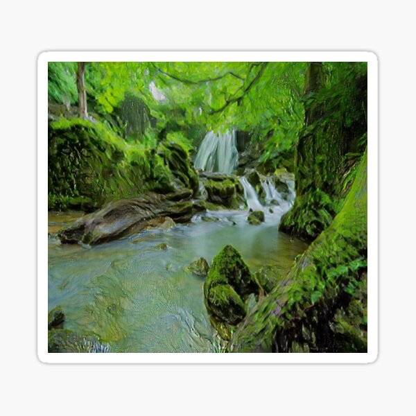"River stream with a continuous form of waterfall " Sticker for Sale by ...