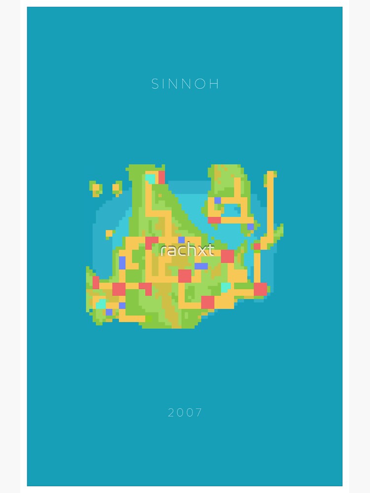"Sinnoh Pixel Map Poster" Sticker for Sale by rachxt | Redbubble