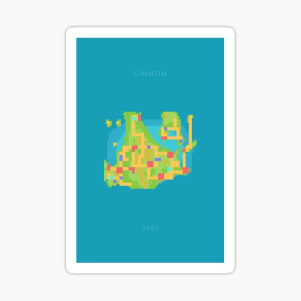 "Sinnoh Pixel Map Poster" Sticker for Sale by rachxt | Redbubble
