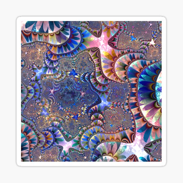 "Boho Pastel Groovy Funky Fractal Art" Sticker by KaleiopeStudio ...
