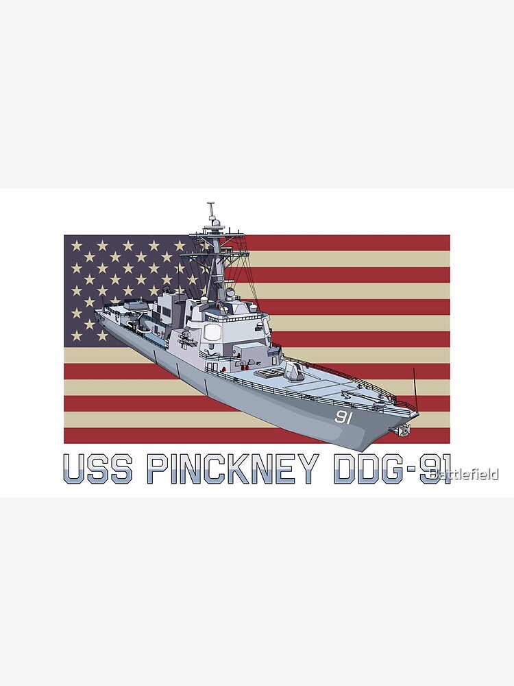 "USS Pinckney DDG-91 Destroyer Ship Diagram USA American Flag Gift ...