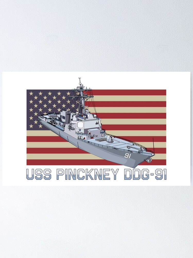 "USS Pinckney DDG-91 Destroyer Ship Diagram USA American Flag Gift ...