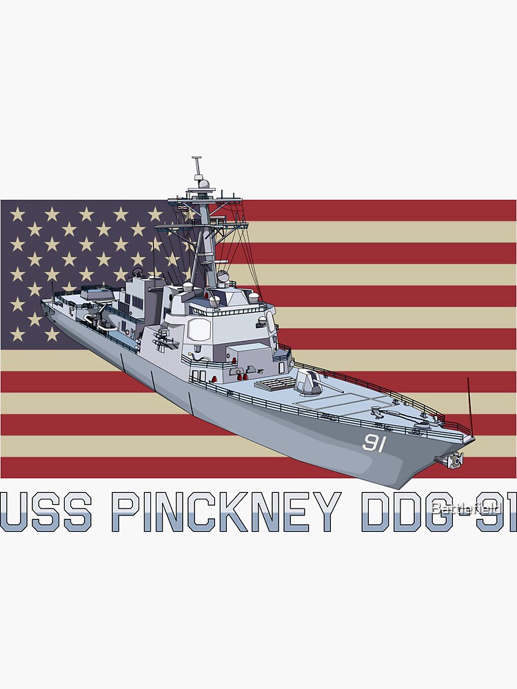 "USS Pinckney DDG-91 Destroyer Ship Diagram USA American Flag Gift ...