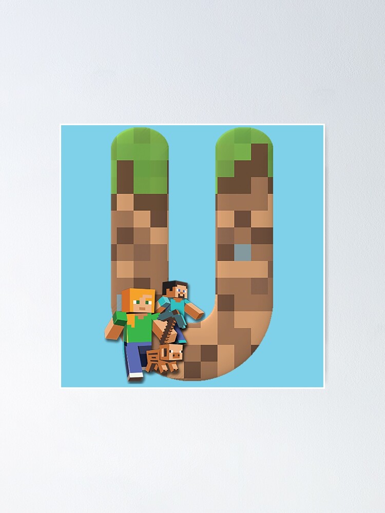 "Minecraft Personal Name Letter U" Poster by ddkart | Redbubble