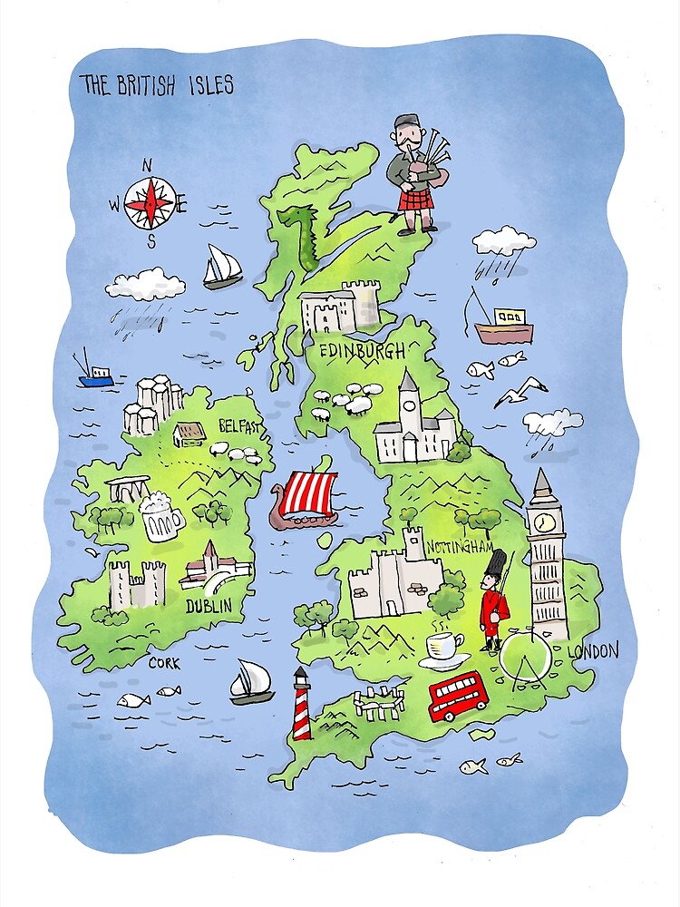 "British Isles Illustrated Map" Poster for Sale by superemir | Redbubble