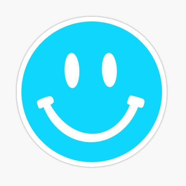 "blue smiley face" Sticker for Sale by stickersbyg | Redbubble