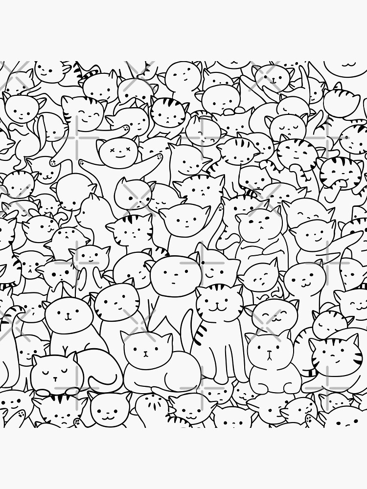 "cat multiface pattern" Sticker for Sale by Cheems0881 | Redbubble