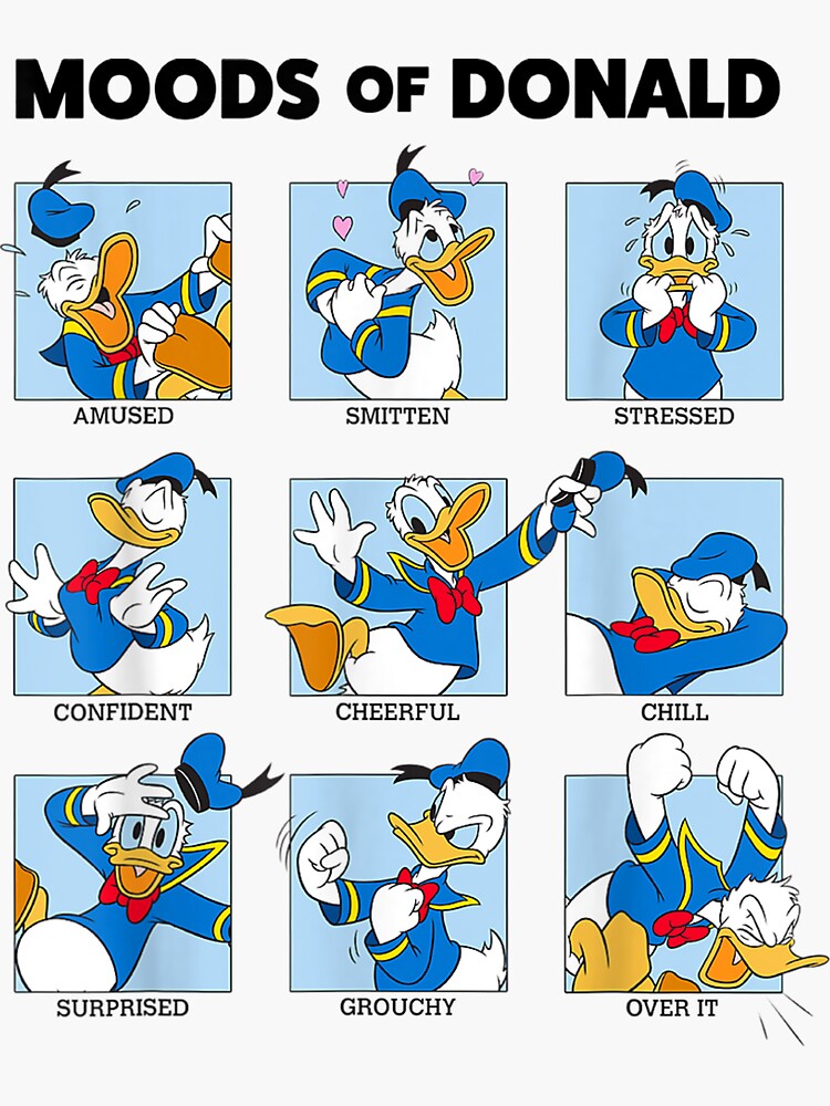 "Moods Of Donald Duck Box " Sticker for Sale by BobUSArt | Redbubble